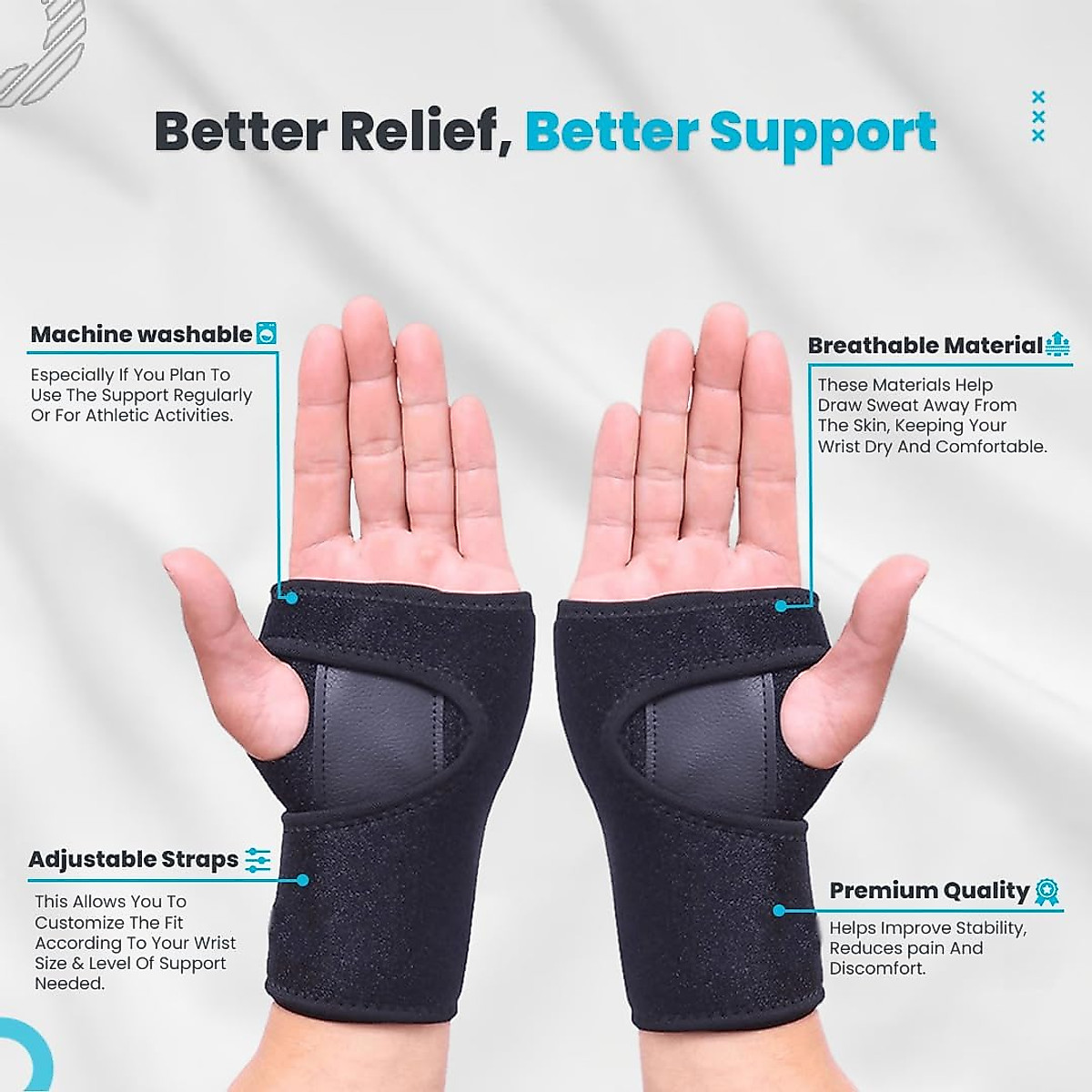 Hotcakes Wrist Supports (2PCS) for Carpal Tunnel Syndrome, Arthritis and Tendonitis – Breathable Hand and Wrist Brace Provides Wrist Splint for Joint Pain