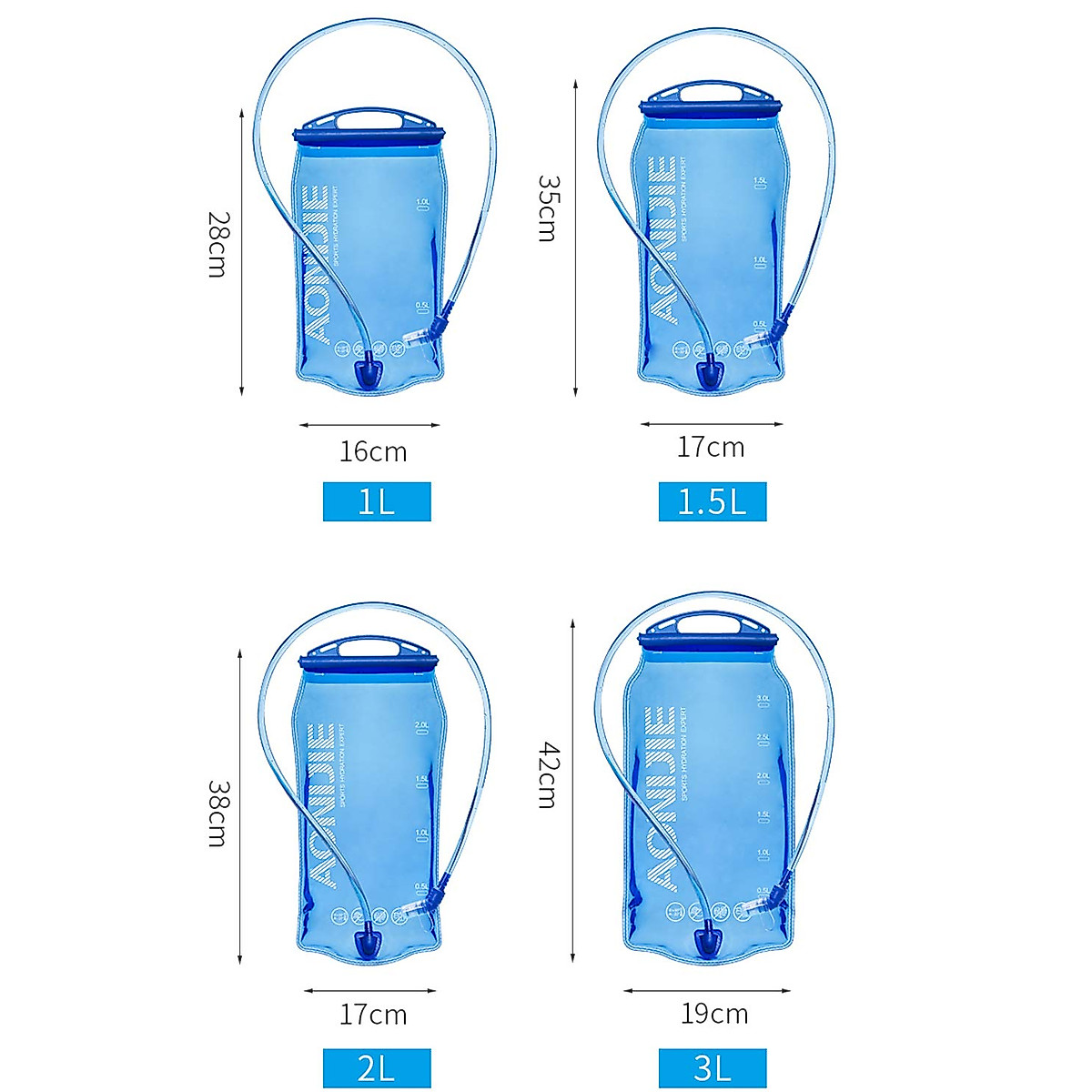 AONIJIE Leakproof Water Reservoirs for Backpacks/Running Vest Pack - 1L / 2L / 3L Hydration Bladder (1 Liter)