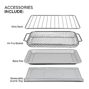 Elite Gourmet EAF1010D All Steel Exterior, Programmable 10.5Qt. Air Fryer, 8 Menu Settings Convection Countertop Oven, Temperature + Timer Controls, Bake, Toast, Broil, Air Fry