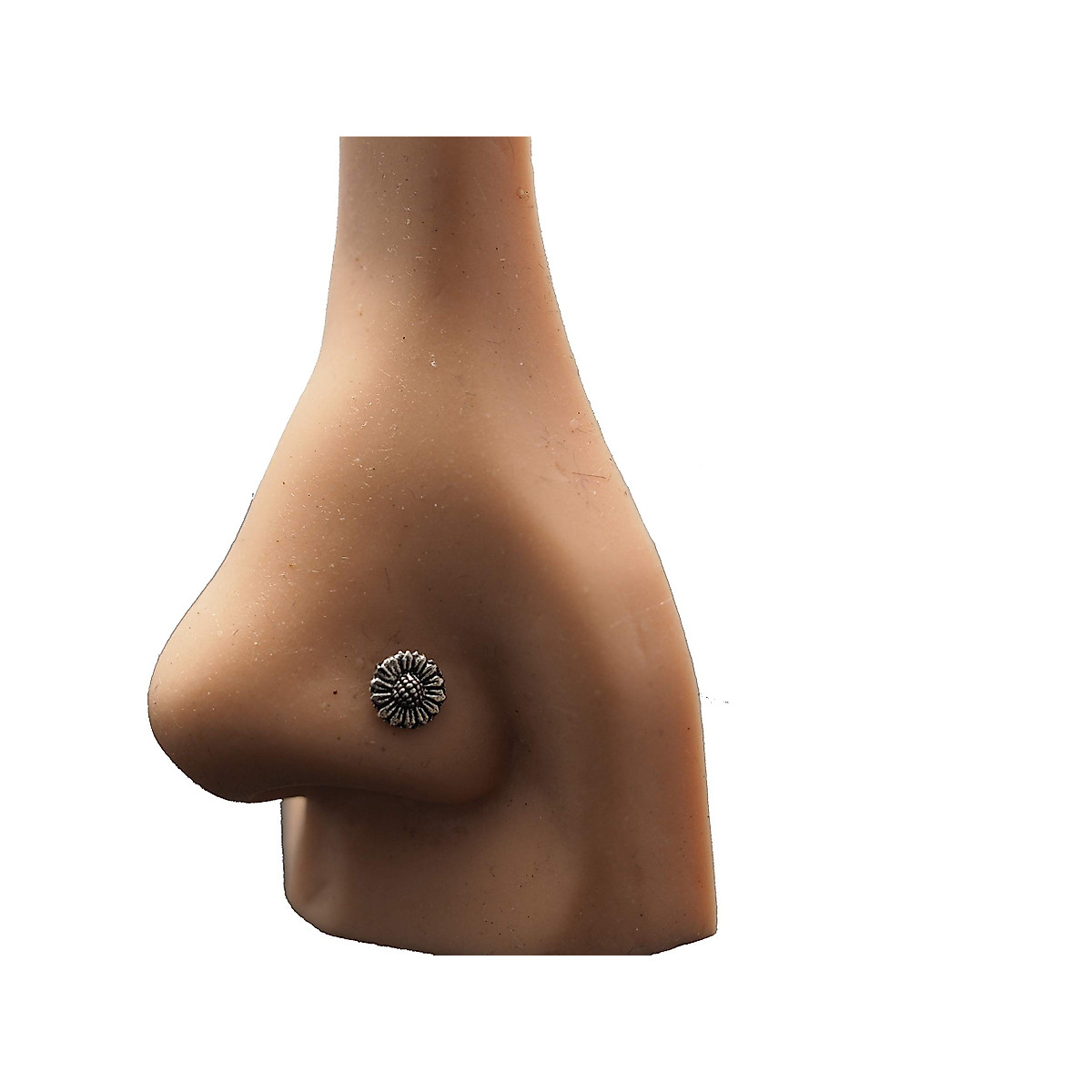 Nose Stud, Floral Nose Stud sterling silver nose stud, Jewelry Nose Stud, Body Piercing Jewelry, Sunflower/Nose Stud (18g Right Screw)