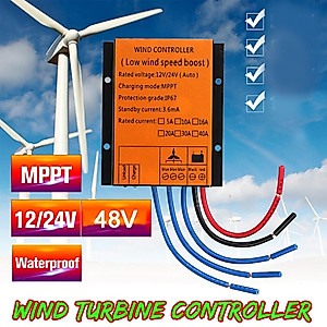 Wind Turbine Charge Controller 12V 24V 48V, 5000W MPPT Charger Wind Turbine Controller IP67 Waterproof DC for DC Wind Turbines ,12v