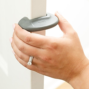 Qdos Safety Finger Slam Pinch Guard | Gray | Guaranteed NOT to compress or fall off like other products - Protect Fingers from Slamming Doors - Bite Proof & Choke Safe - Food Grade Material | 2 pack