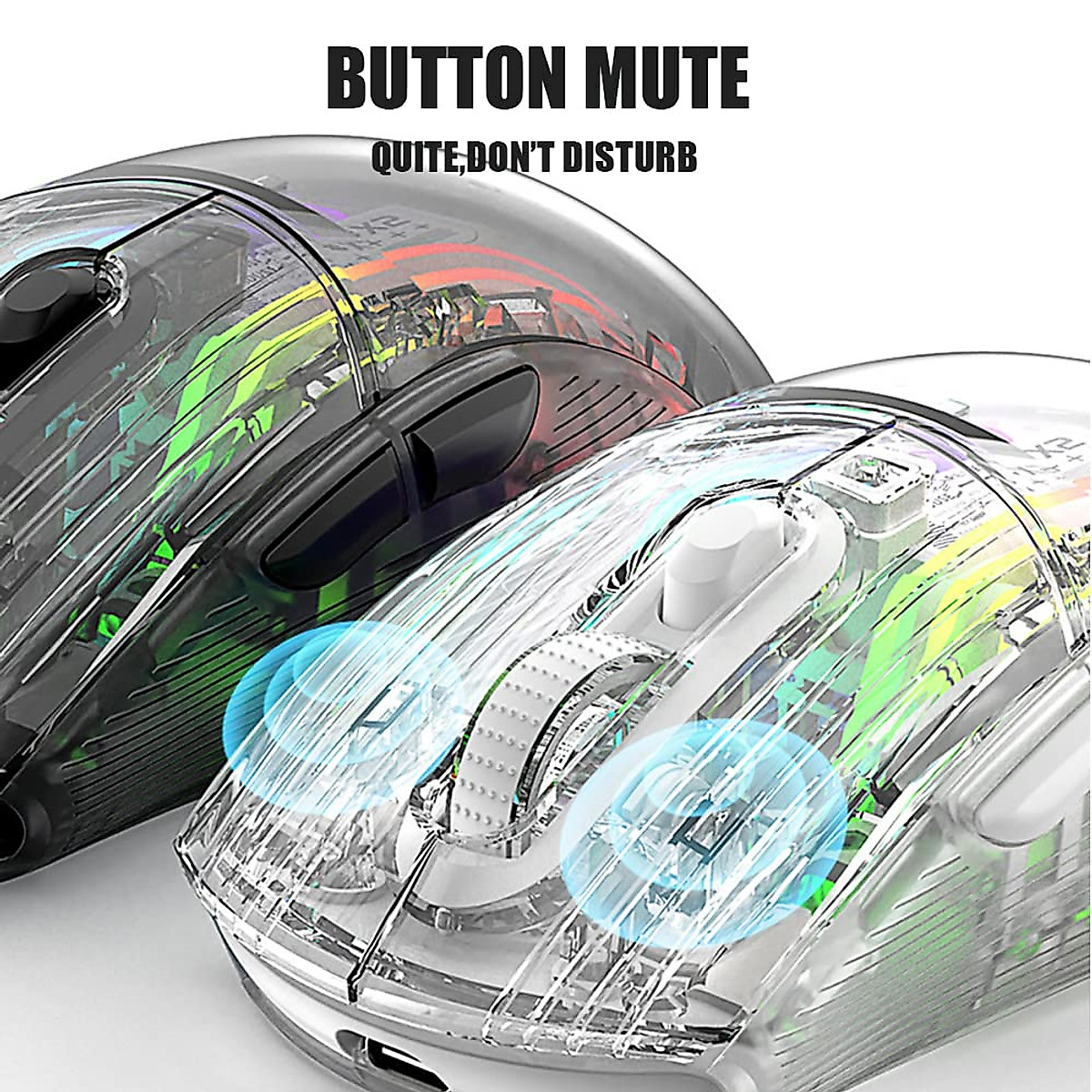 Attoe Bluetooth Wireless Mouse, Transparent RGB Mechanical Dual Mode Gaming Mouse, A Must-Have Cool USB Computer Mouse for Gaming and Esports