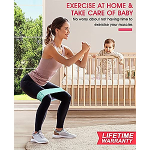 Resistance Bands Set - Booty & Legs Exercise Bands, Anti-Slip Fabric Stretch Bands, Workout Bands for Women/Men, Working Out, Hip Circle Lift, Thigh, Squat, Yoga, at Home Fitness or Gym - 3 Levels