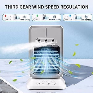 4 In 1 Mini Air Conditioner, 3 Wind Speeds,3 Spray Modes,4 In 1 Air Coooler 2/4 H Timer,120° Oscillating Room Air Conditioner Uk for Home Office