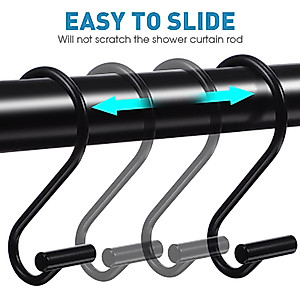 Lurrose 12Pcs Shower Curtain Hooks, Shower Curtain Rings Metal Shower Curtain Hooks for Bathroom Shower Kitchen Bedroom