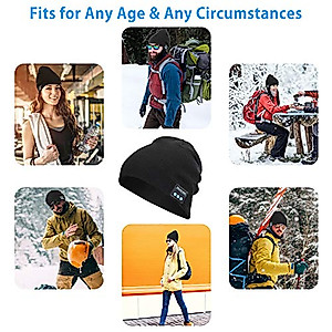 MISERWE Wireless Beanie Hat V5.0 Unisex Men's Sports Hats & Cap Winter Outdoor Sports Knit Cap with Wireless Stereo Headphone Headset Compatible with iPhone Android (Black)