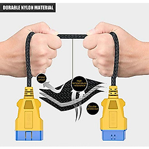 OBD Wired 150cm 16Pin Male to Female Extension Cable Diagnostic Extender Cord, Yellow (Round 16 Pin 150cm) (Nylon)