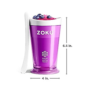 ZOKU Original Slush and Shake Maker, Compact Make and Serve Cup with Freezer Core Creates Single-Serving Smoothies, Slushies and Milkshakes in Minutes, BPA-free, Purple