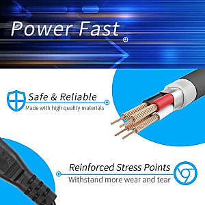 Kimaru TV Power Cord for Samsung LG TCL Sony LED LCD Insignia Sharp Toshiba JVC Hisense Electronics (4Ft Cable)