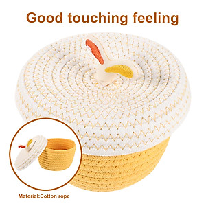 Garneck Small Round Storage Basket - 6.5 Inch Ceative Knitted Storage Basket with Lid - Cute Hazelnuts Shape Decor Desk Basket for Keys, Jewelry, Snacks