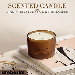UMBERKS Luxury Vanilla Honey Candles | Large 2 Wick Jar Candle | Up to 50 Hours Burning Time | 100% Natural Soy Wax | Relaxing Aromatherapy Aesthetic Candle | Housewarming Gift for Men and Women