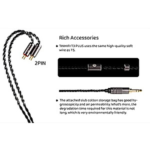 Keephifi Tinhifi T3 Plus Earphone, 10MM LCP Dynamic Driver in Ear Monitor for Clear Sound, with Detachable Cable Headset, HiFi Bass Noise-Isolating Earbud for Music,Game,Sport