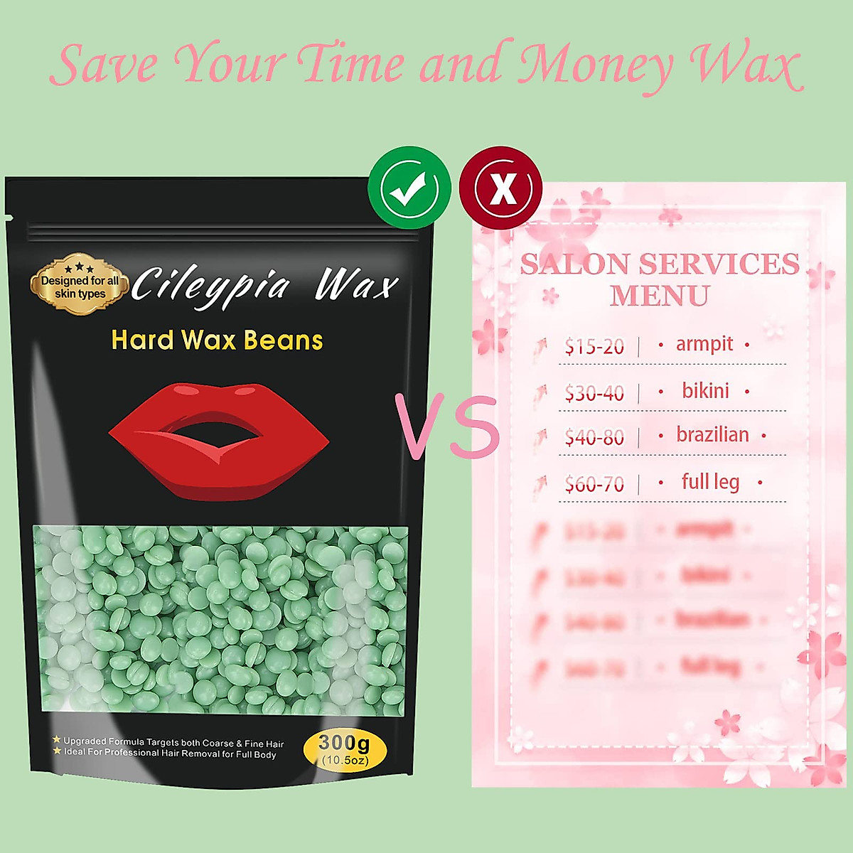 Wax Beads For Hair Removal, 10.5oz/300g Cileypia Hard Waxing Beads For Sensetive Skin, Painless Pearl Wax Beans For Women Men Eyebrow, Face, Brazilian with 10 Spatulas (Tea Tree)