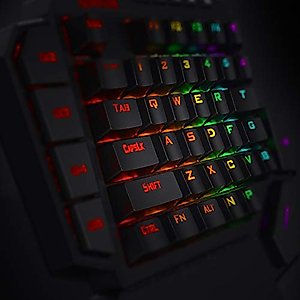 Redragon K585 DITI One-Handed RGB Mechanical Gaming Keyboard, Type-C Professional Gaming Keypad with 7 Onboard Macro Keys, Detachable Wrist Rest, 42 Keys (Black-Blue Switch)