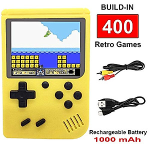 RFiotasy Handheld Game Console with 400 Classical FC Game Console Support for Connecting TV Gift Birthday for Kids and Adult(ZJ-Yellow)