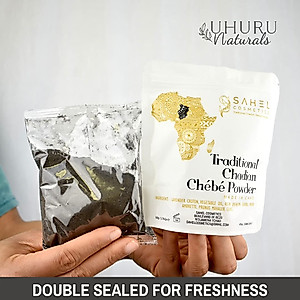 Uhuru Naturals Sahel Cosmetics Chebe Powder (50 Grams) - All-Natural Ingredients Promotes Hair Growth Helps Prevent Breakage Formulated for Kinky Hair Available in 4 Sizes