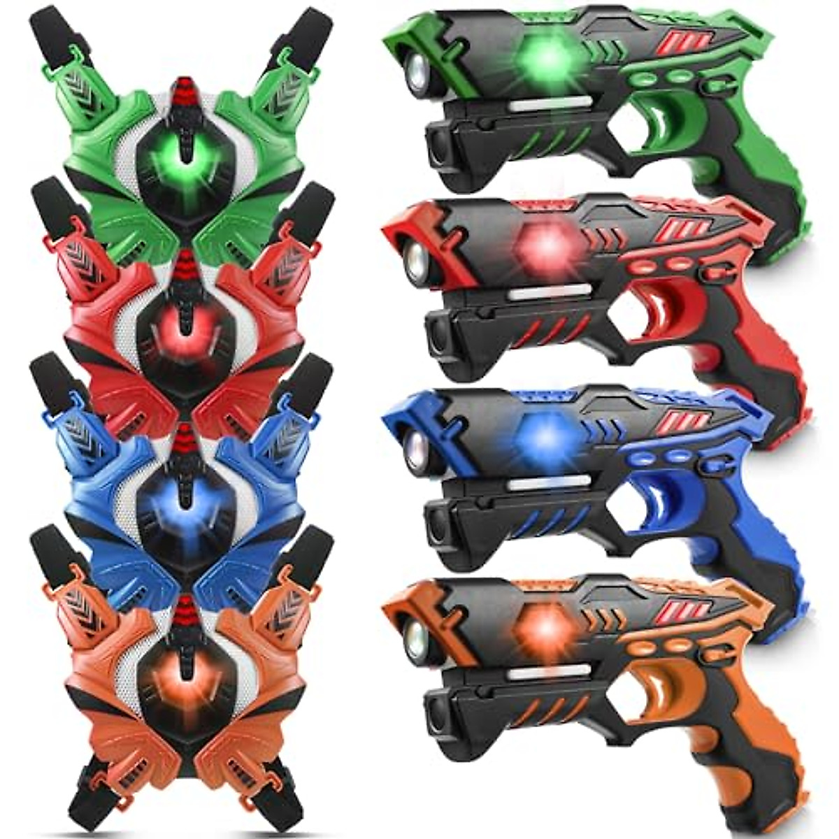Stlloys Laser Tag, Laser Tag Guns Set of 4 with Vests, Upgraded Infrared Lazer Tag Game, Laser Tag Set 4 Player for Kids Adults, Toys for Kids Ages 6 7 8 9 10 11 12+ Year Old Boy