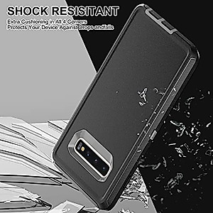 HONG-AMY for Samsung Galaxy S10 Case, Galaxy S10 Case with Self Healing Flexible TPU Screen Protector [2 Pack], 3 in 1 Full Body Shockproof Heavy Duty Case for Samsung S10 (Black/Grey)