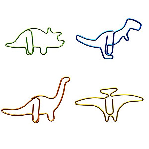 40pcs Funny Dinosaur Paper Clips, Mewuthede Creative Dinosaur Shaped Paperclip, Metal Bookmark Clips Supplies Cute Paper Clips for Home Office Library …