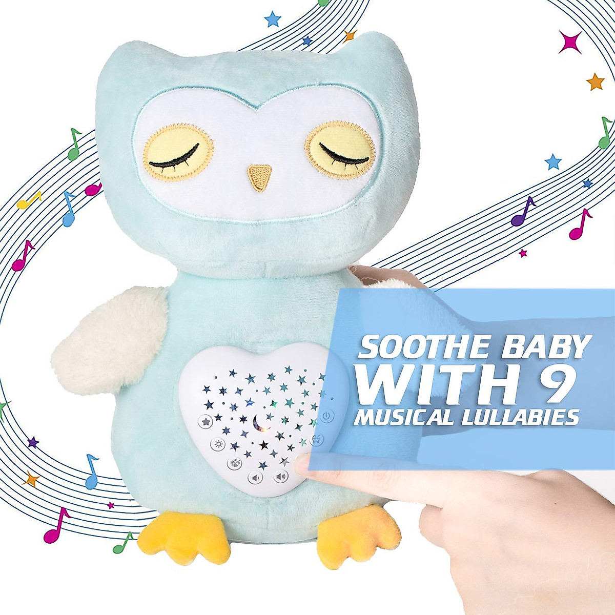 Baby Sleep Soothers, Owl Baby Shusher White Noise Toy Sound Machine Portable, Cry or Noise Baby Activated Machine for Toddler Girl Boy, Olele Plush Night Light Projector Birthday Gifts for Newborns