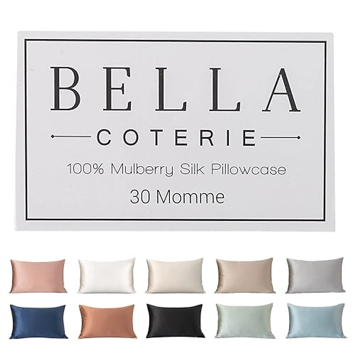 Bella Coterie Luxury Silk Pillowcase for Hair and Skin | 30 Momme | 100% Pure 6A Mulberry Silk | Super Soft | Perfectly Plush [King, Silver]