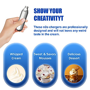 Whipped Cream Chargers N2O Nitrous Oxide 8-Gram Cartridge for Whipper Whipped Cream Dispenser (Packs of 50)