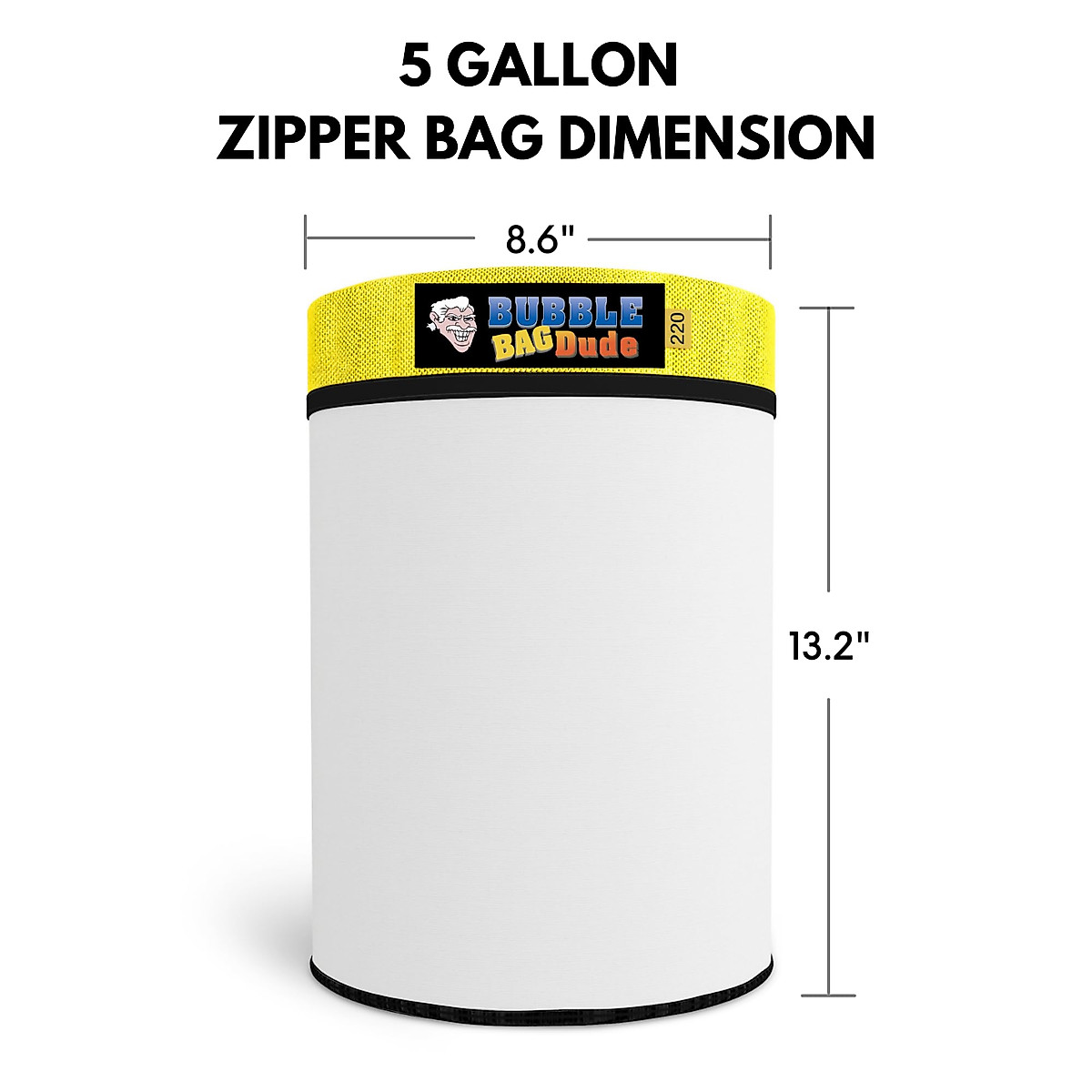 BUBBLEBAGDUDE Bubble Bags Machine 5 Gallon 220 Micron Zipper Bag w/ 110 Volts Mini Washer Set - Herbal Ice Bubble Bag Essence Extractor Kit - Plant & Herb Extraction Bags - 2 String Locking System