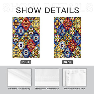 Double-sided garden flag Mexican Talavera Ceramic Tile Outdoor Flag Garden Flag Yard Outdoor Decoration （12×18in）.