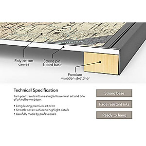 United States Travel Map Pin Board | National Park Push Pin Map | USA Wall Map on Canvas | Detailed Cartography (35 x 24)