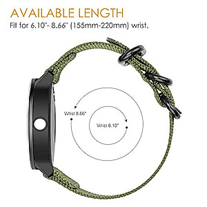 Fintie Band Compatible with Garmin Vivoactive 3/Garmin Venu Sq/Venu 2 Plus, 20mm Soft Nylon Replacement Strap Band Compatible Samsung Galaxy 42mm/Galaxy Watch 3 41mm/Galaxy Watch Active 2 40mm/44mm, Olive