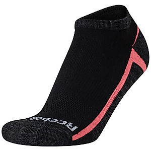 Reebok Women''s No-Show Athletic Performance Low Cut Cushioned Socks (6 Pack), Size 4-10, Black/Heather Grey