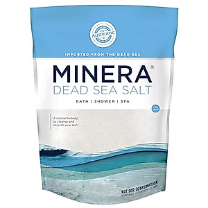 Minera Dead Sea Salt, 100% Pure & Natural, 2 lbs. Fine Grain (0-1.7 mm) Bulk Bag, Easily Dissolving Dead Sea Salts for Soaking & Bathing, Skin Nourishing Fine Sea Salt, Unscented