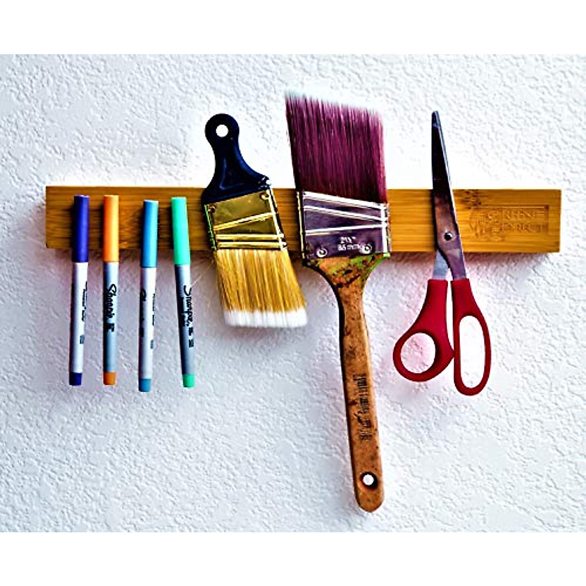 Green Direct 16 inch Magnetic Knife Holder, Use as A Wood Knife Storage Bar, Utensil Holder, Tool Holder, Art Supply Organizer & Kitchen Organizer