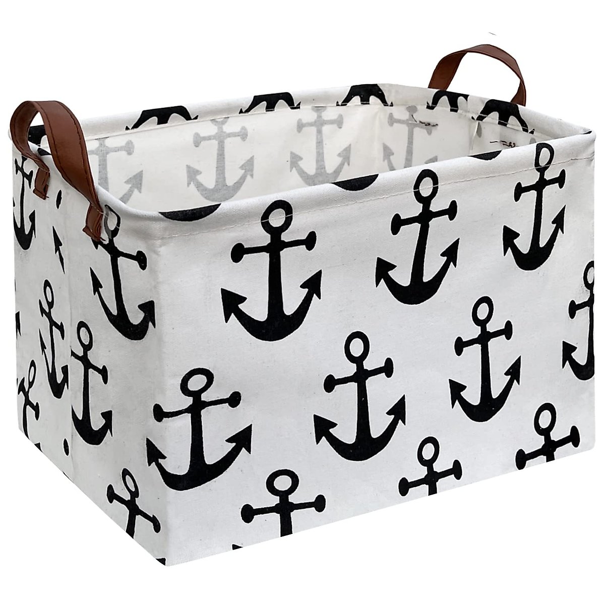 CLOCOR Rectangular Storage Basket,Collapsible Cute Pattern Storage Bin,Waterproof Coating Storage Box with Handles ,Gift Baskets,Toy Organizer,Shelf Basket (Anchor)