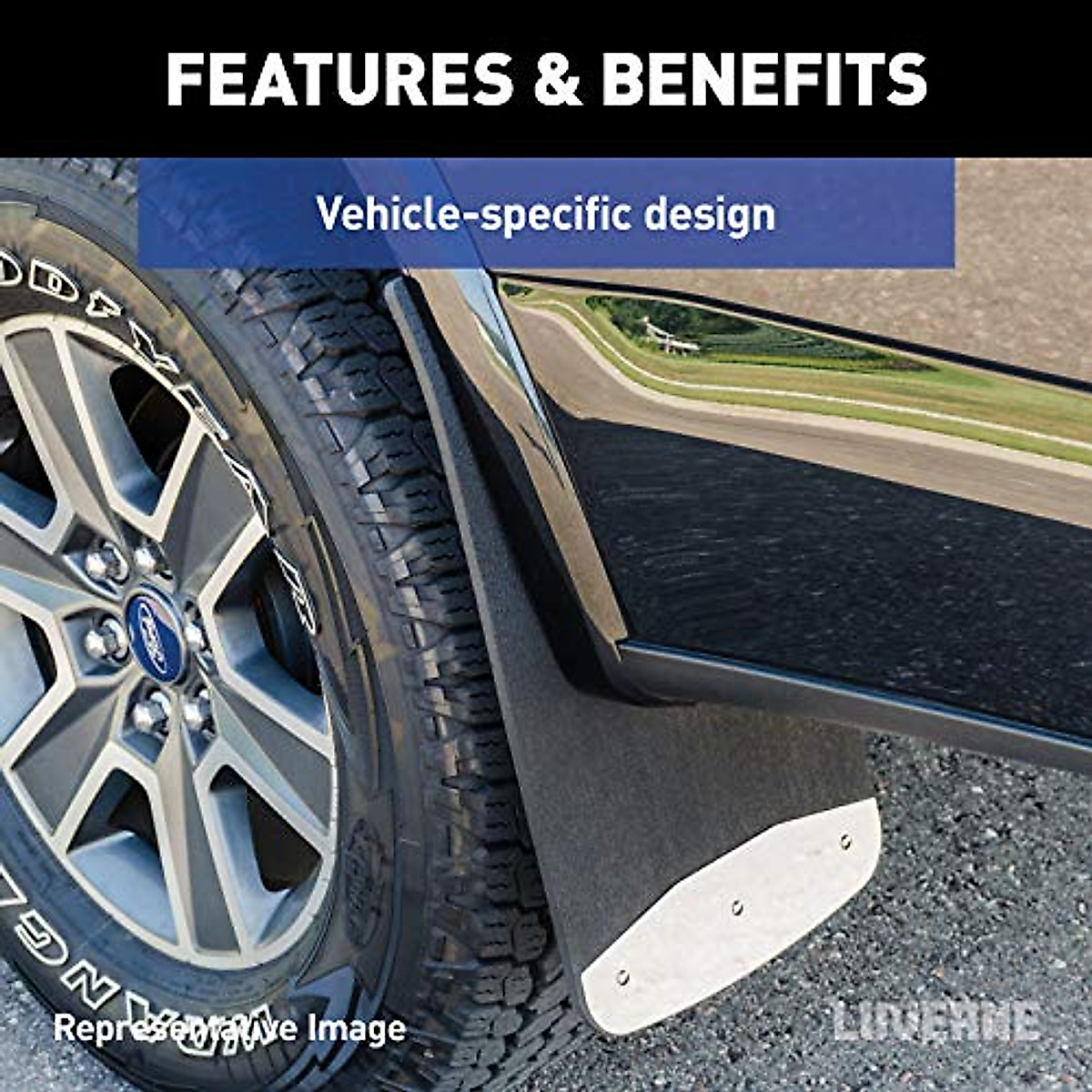 LUVERNE 251124 Rear Dually 20-Inch x 23-Inch Textured Rubber Mud Guards, Select Ford F-350, F-450 Super Duty , Black