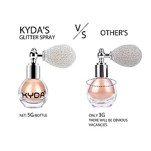 KYDA Highlighter Powder Spray, Glitter High Gloss Spray Shimmer Sparkle Powder Makeup Spray, for Face Body Cosmetic-Champagne Gold