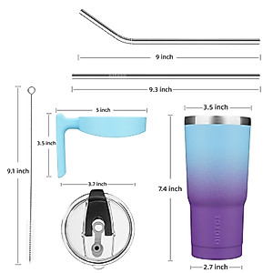 BJPKPK 20 oz Tumbler With Handle And Straw Stainless Steel Insulated Tumbler Cups With Lids,Ocean Dream