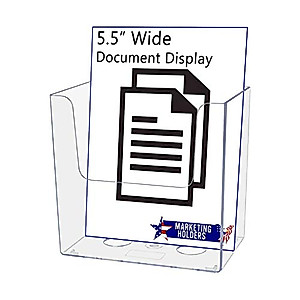 Marketing Holders 5.5" Brochure Holder Wall Mount or Countertop with Hardware Menu Pamphlets Holder Calling Cards Literature Certificate Gift Display Rack Security for Amusement Parks