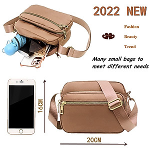 DIHKLCIO Nylon Crossbody Bags for Women Purses and Handbags Women's Casual Messenger Bags Waterproof Black Crossbody Purse (khaki)