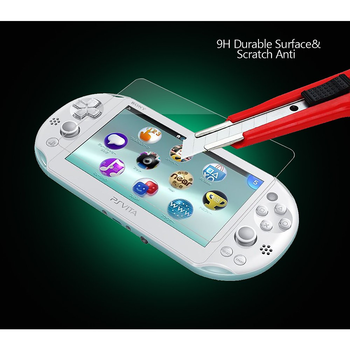 (4-Pack) 2 Front+2 Back Covers Screen Protectors for Sony PlayStation Vita 2000, Akwox 9H Tempered Glass Front Screen Protector and HD Clear PET Back Screen Protective Film for PS Vita PSV 2000