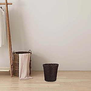 Angoily Laundry Storage Bucket Natural Paper Woven Baskets Round Trash Can Garbage Bin Basket Woven Waste Basket Laundry Buckets Organizer Home Decoration (Coffee) Tall Wicker Basket