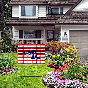 Independence Day Home maryland Yard Signs with Stakes Lawn Yard Decorations for Birthday 18x24 Inch Customized Lawn Sign US Flag Fourth of July Corrugated Plastic Lawn Signs with Stakes for House Rent