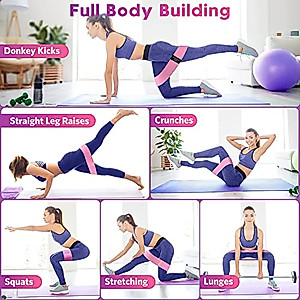 Renoj Resistance Bands, Exercise Workout Bands, Yoga Straps for Women and Men, 5 Sets of Stretch Bands for Booty Legs, Pilates Flexbands