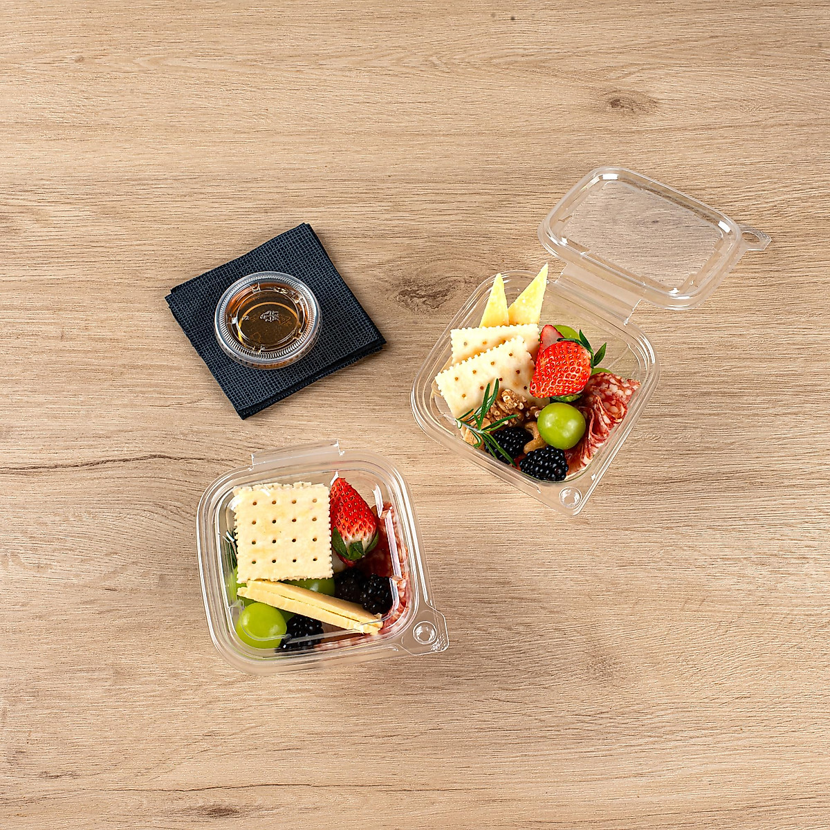 Restaurantware Tamper Tek 8 Ounce Snack Containers 100 Durable Deli Containers - Tamper-Evident Lid Disposable Clear PET Round Containers With Lid For Takeout And Delivery Orders