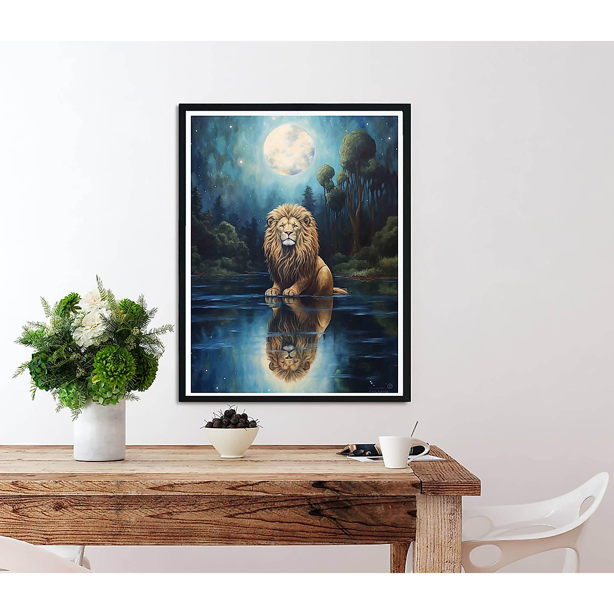 Diymood Paint by Numbers for Adults Lion, DIY Oil Painting Moon Acrylic Paint by Number Kits for Kids Adults Beginner for Home Wall Decor 16x20 inch