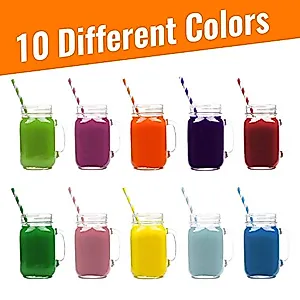 Weemium 200 Biodegradable Paper Straws - Durable & Eco-Friendly in 10 Color Stripes - Rainbow Drinking Straws & Party Decoration Supplies