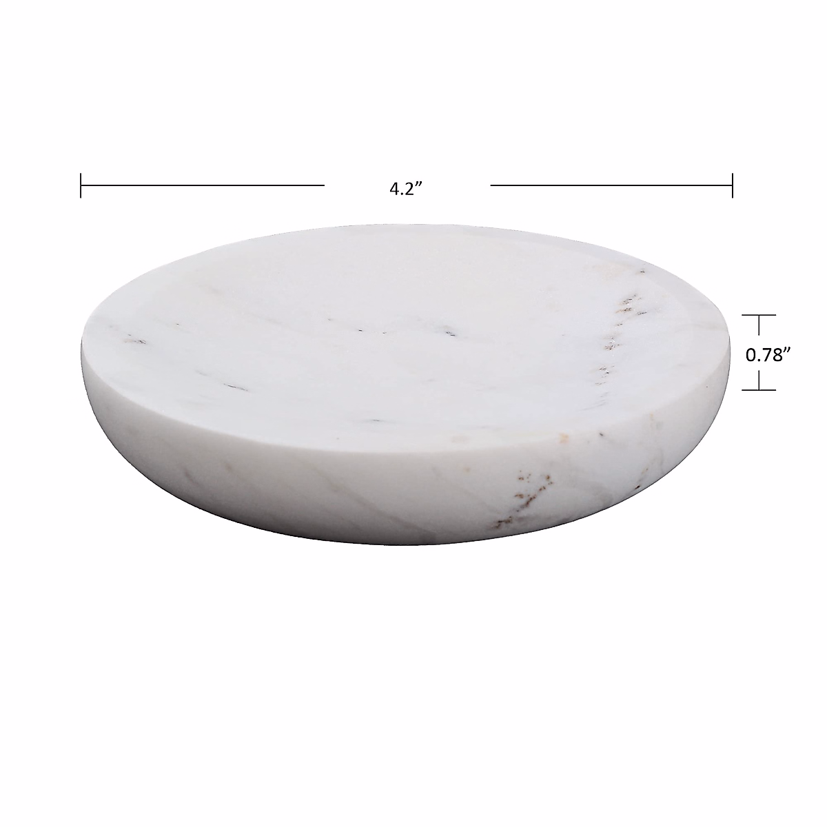 WORHE Marble Soap Dish Italy Natural Stone Sponge Holder for Bathroom Tub Shower Kitchen Sink, Handcraft Round Soap Case Organizer Trinket Plate Jewelry Tray Coaster for Home Decor White (DL008)