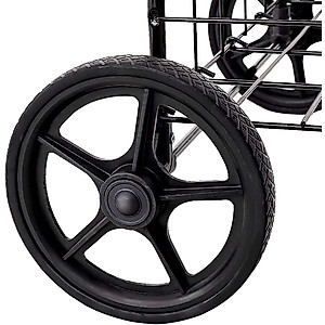 Nightcore Folding Shopping Cart, Large Grocery Utility Cart w/Dual Swiveling Wheels & Double Storage Baskets, Light Weight Trolley w/Portable Handle, Ideal for Laundry Book Luggage Travel (Black)