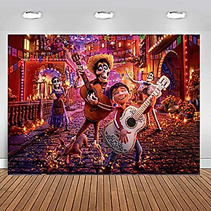 7x5FT Coco Birthday Party Photography Vinyl Photo Background for Kids Birthday Party Background Decoration